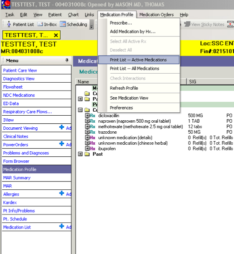ACHN EMR: Medication Profile