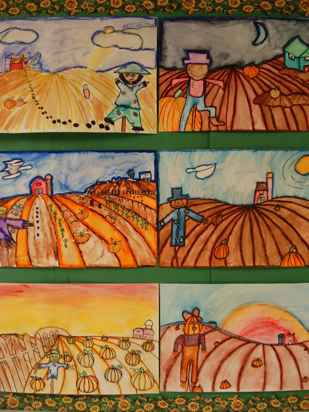 a faithful attempt: One Point Perspective Pumpkin Patch Landscape