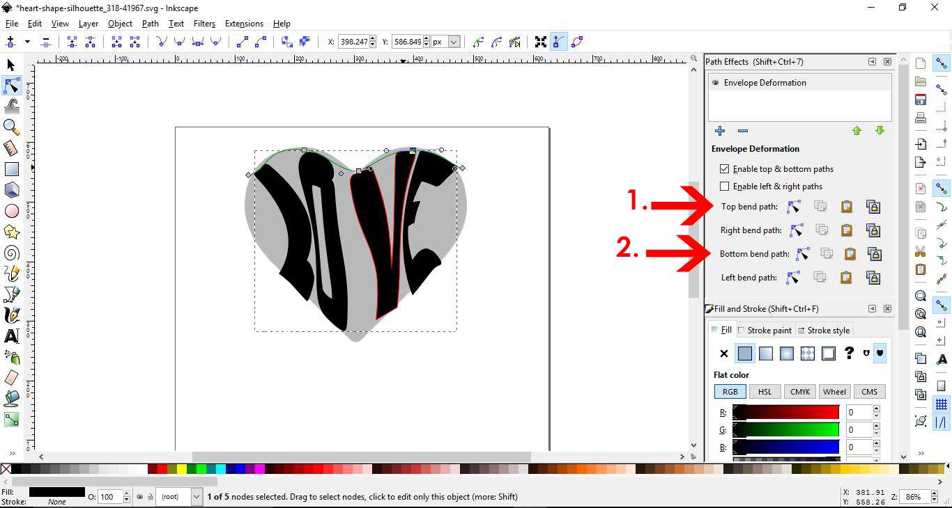 How to warp text into the shape of an object in Inkscape | Design Bundles