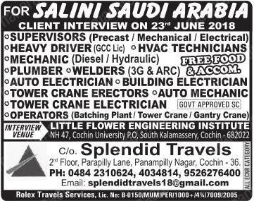 Salini Saudi Arabia Large Job Opportunities - Free food & Accommodation