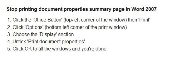 How To Stop Printing Summary Page Office 7 Office 10 Office 13 How To Stop Printing Summary Page Office 7 Office 10 Office 13