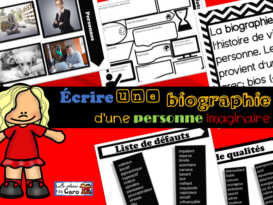 la classe de caro.: Écris une biographie d'une personne imaginaire