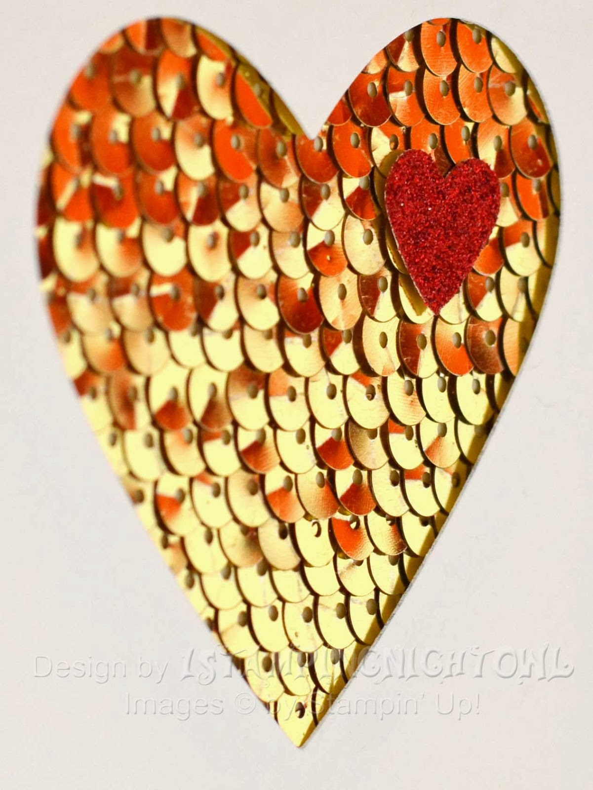1stampingnightowl: Gold Sequin Heart