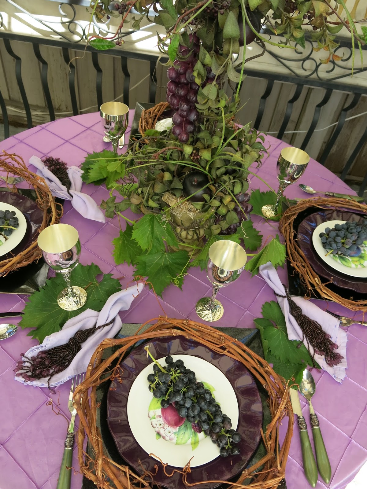 Harvest Grapes Tablescape - Purple Chocolat Home