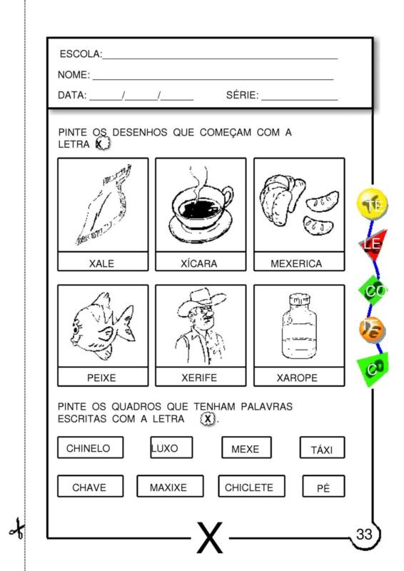 BLOG PROFESSOR ZEZINHO: Atividades com a letra X