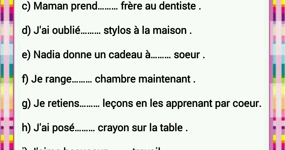 Des activités sur les déterminants ( ma/ mon / mes ) ( ta/ ton / tes ...