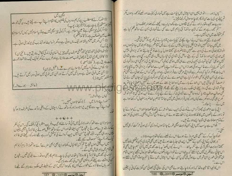 Free Urdu Digests: Aanchal Digest November 2009 Online Reading.