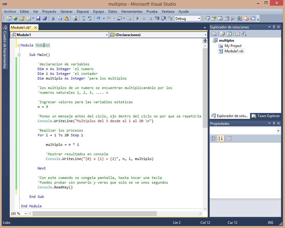 Ejemplo en Consola Multiplos de un Numero en Visual Basic ...
