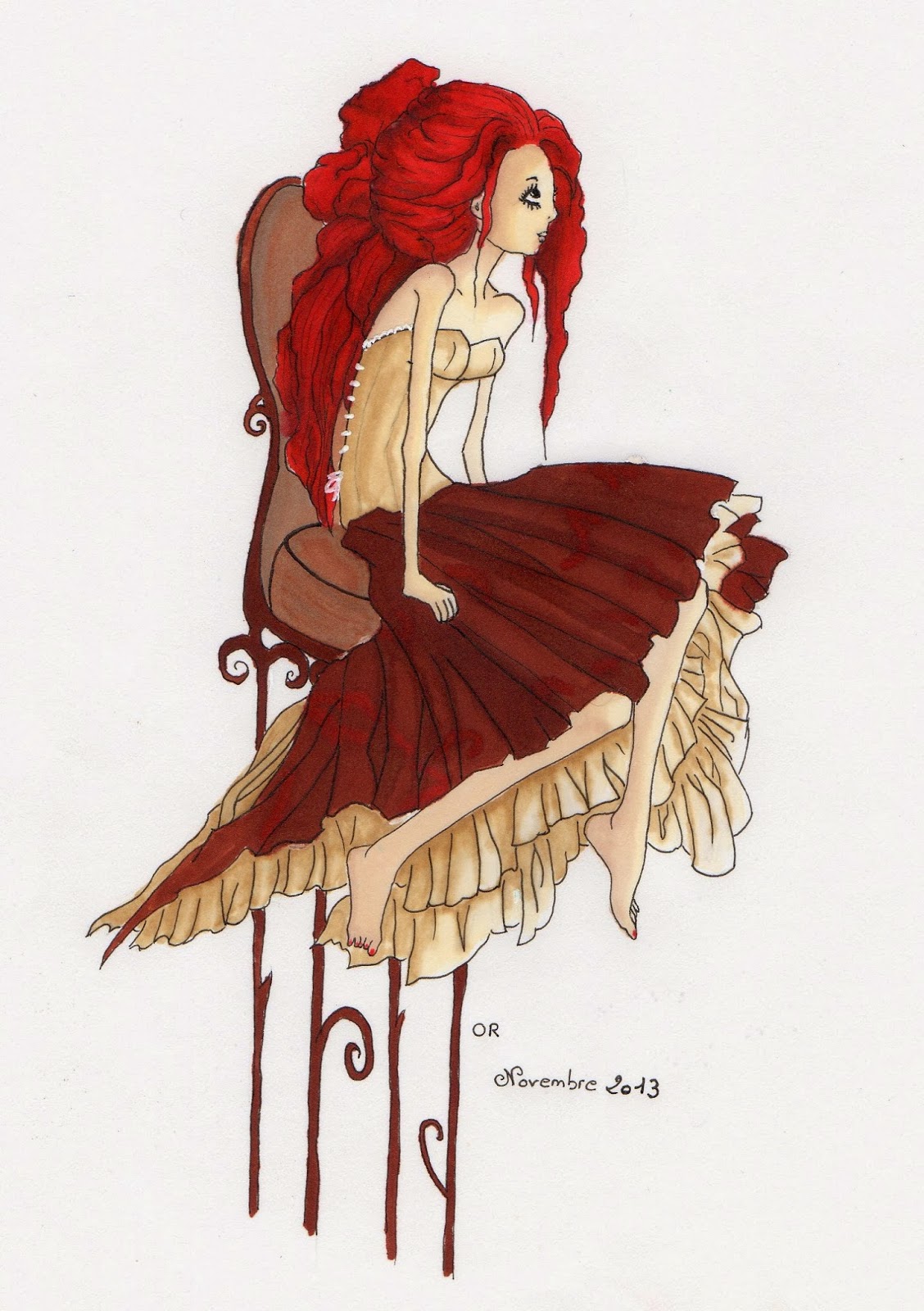 Fimophélie: Dessin fille Rousse