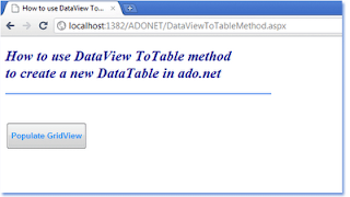 Dot Net Examples: DataView ToTable method to create a new DataTable in ado.net