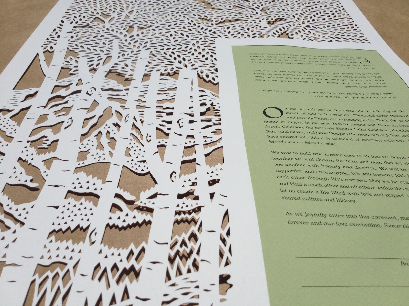 Bespoke Ketubot | Scenic Views of Colorado | Woodland Papercuts