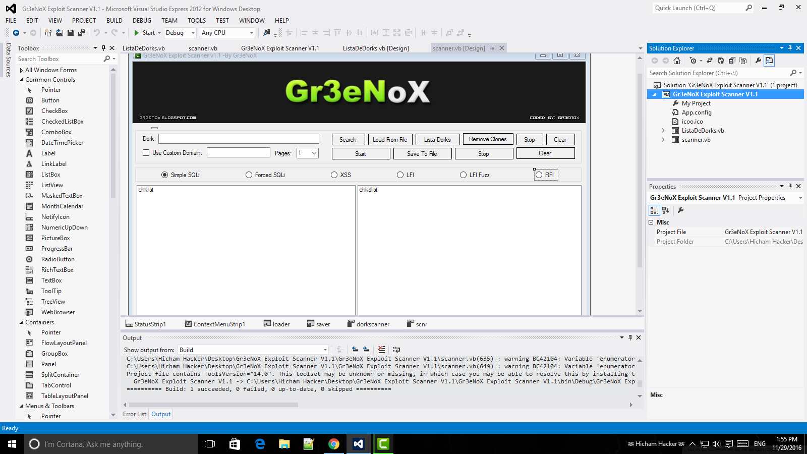 Source Code Gr3eNoX Exploit Scanner V1.1 | Hicham Hacker