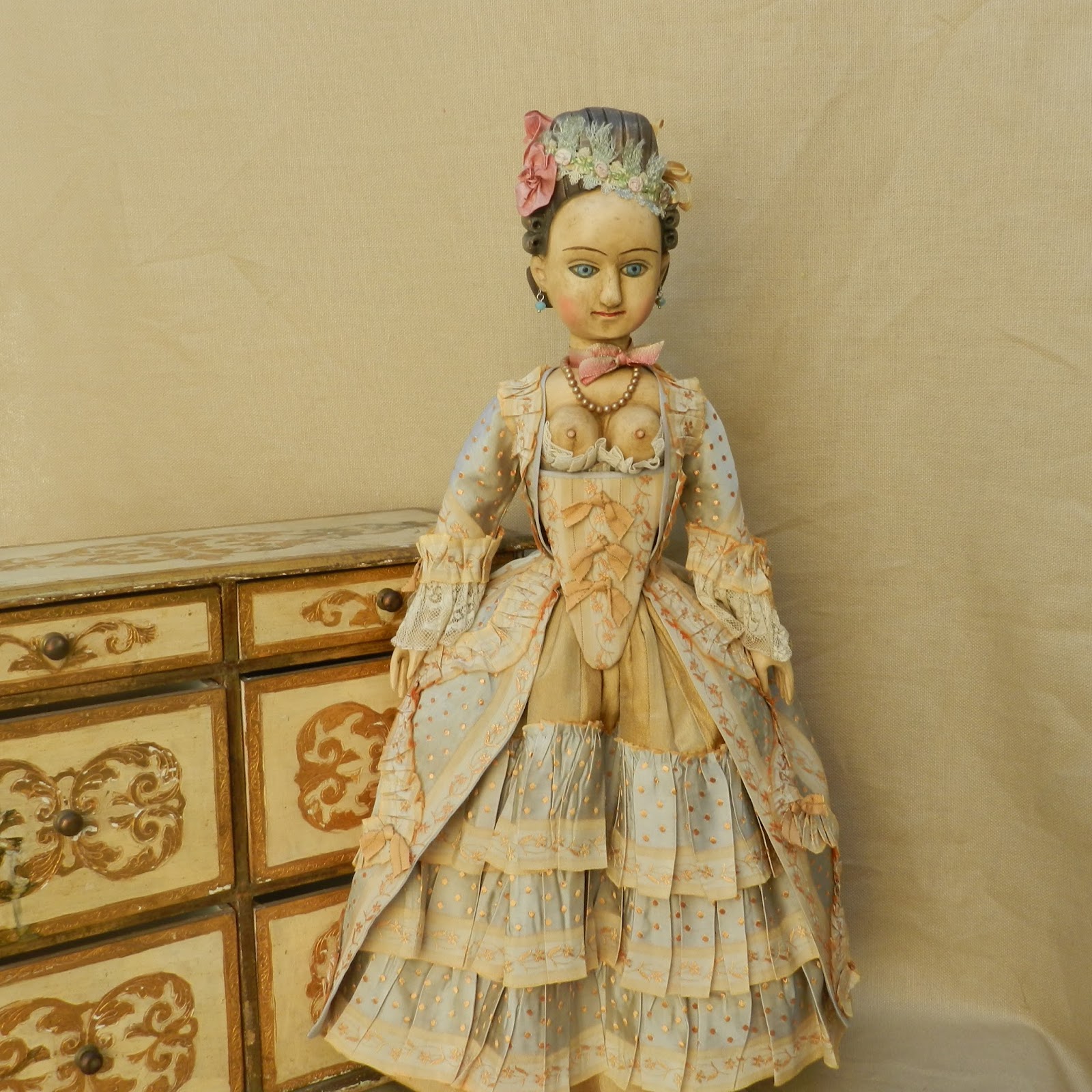 The Old Wooden Sisters: 24" Royal French court wooden doll is finished
