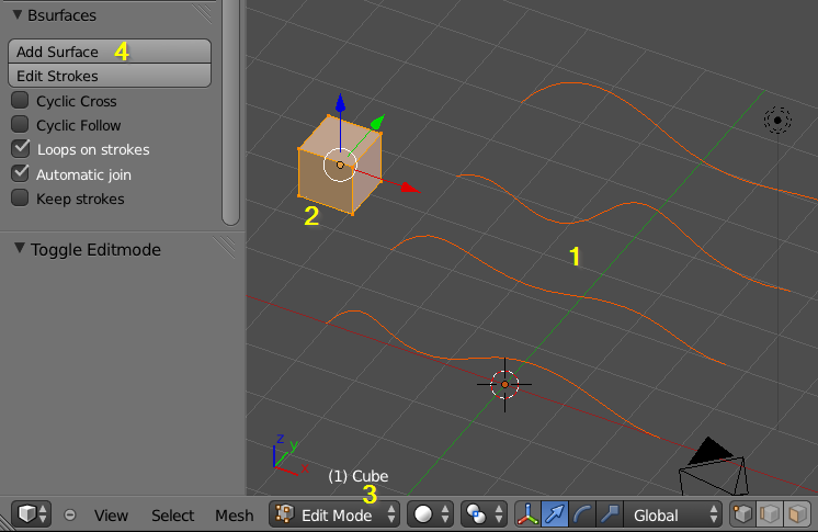 Blender 2.69 Addon : Bsurfaces 基本操作