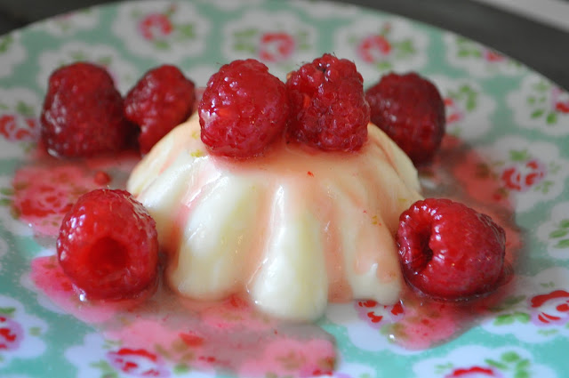 Kneading My Dream: Lime Mascarpone Panna Cotta with Raspberry Sauce
