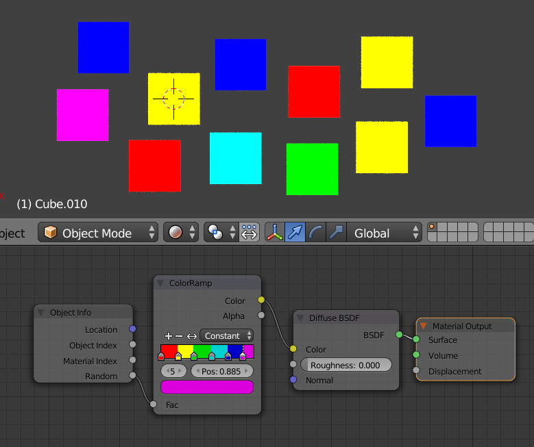 Blender 2.68 Cycles : 同一材質隨機顯現不同的顏色
