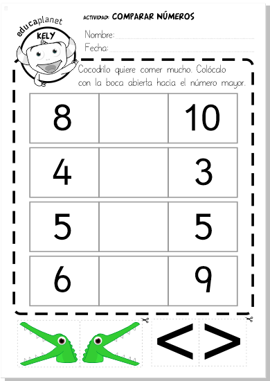 **MI MAESTRA PURI**: FICHAS PARA REPASAR LOS SIGNOS: MAYOR QUE, MENOR ...