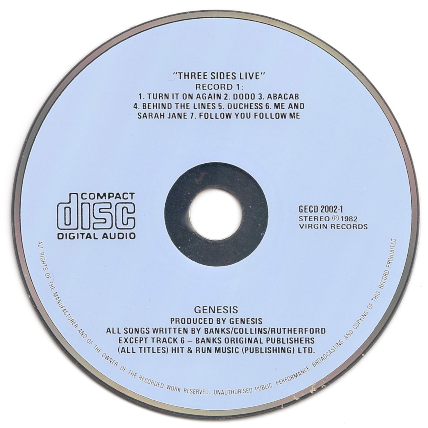 The First Pressing CD Collection: Genesis - Three Side Live