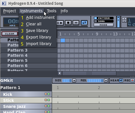 Livre Para Criar Música: Hydrogen - Itens do menu principal