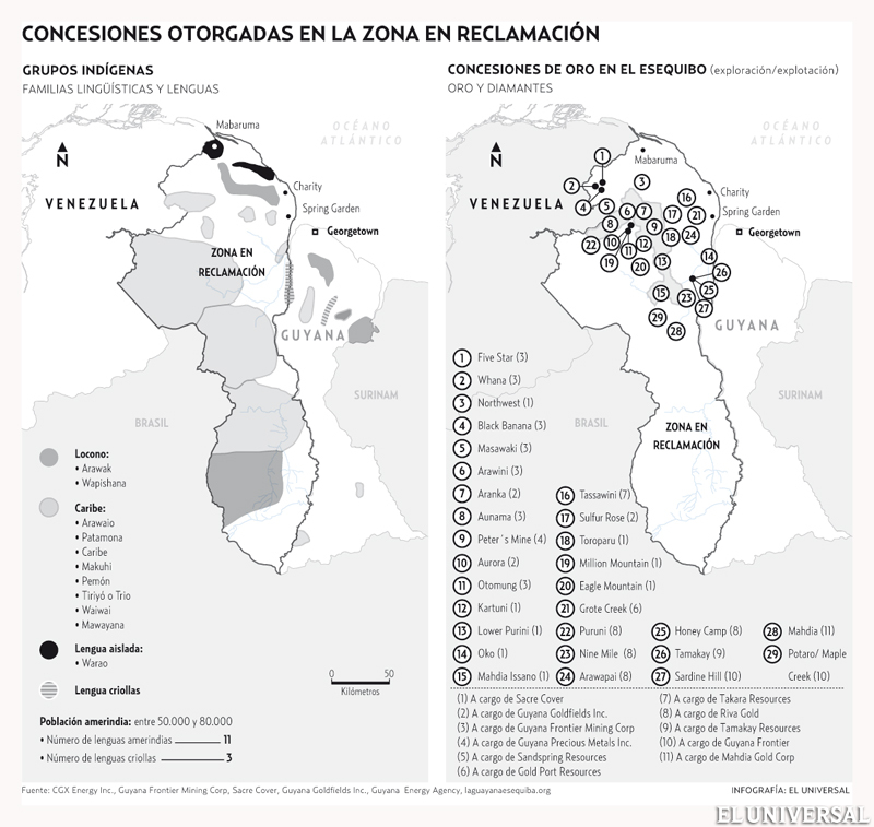 La Guayana Esequiba: ESEQUIBO Explotaciones mineras afectan a etnias ...