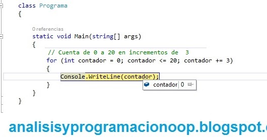 Análisis y Programación: Curso avanzado de C#.Instrucciones de bucle (for)