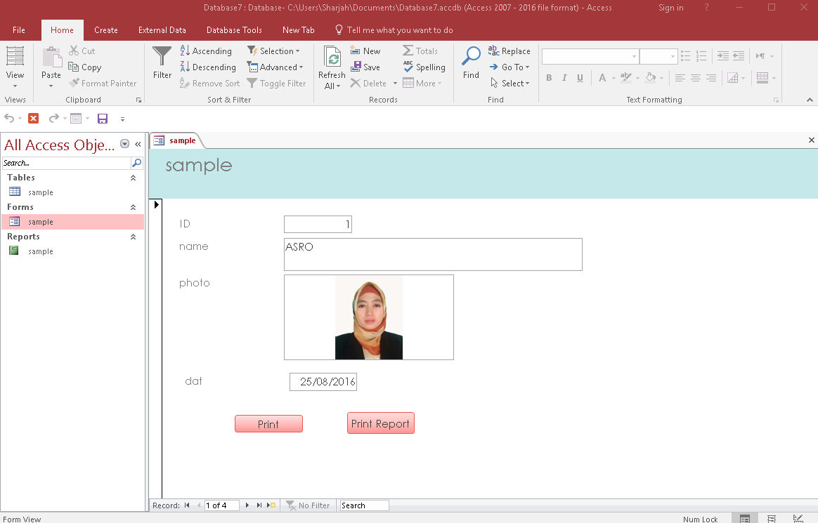Trik Dan Teknik Ms Access Print Current Record And New Creating Db Include Add Attach Photo
