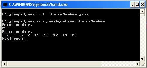 Prime Number Logic Javabynataraj