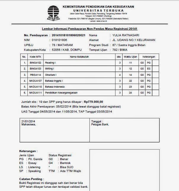 Pengalaman Registrasi Online UT