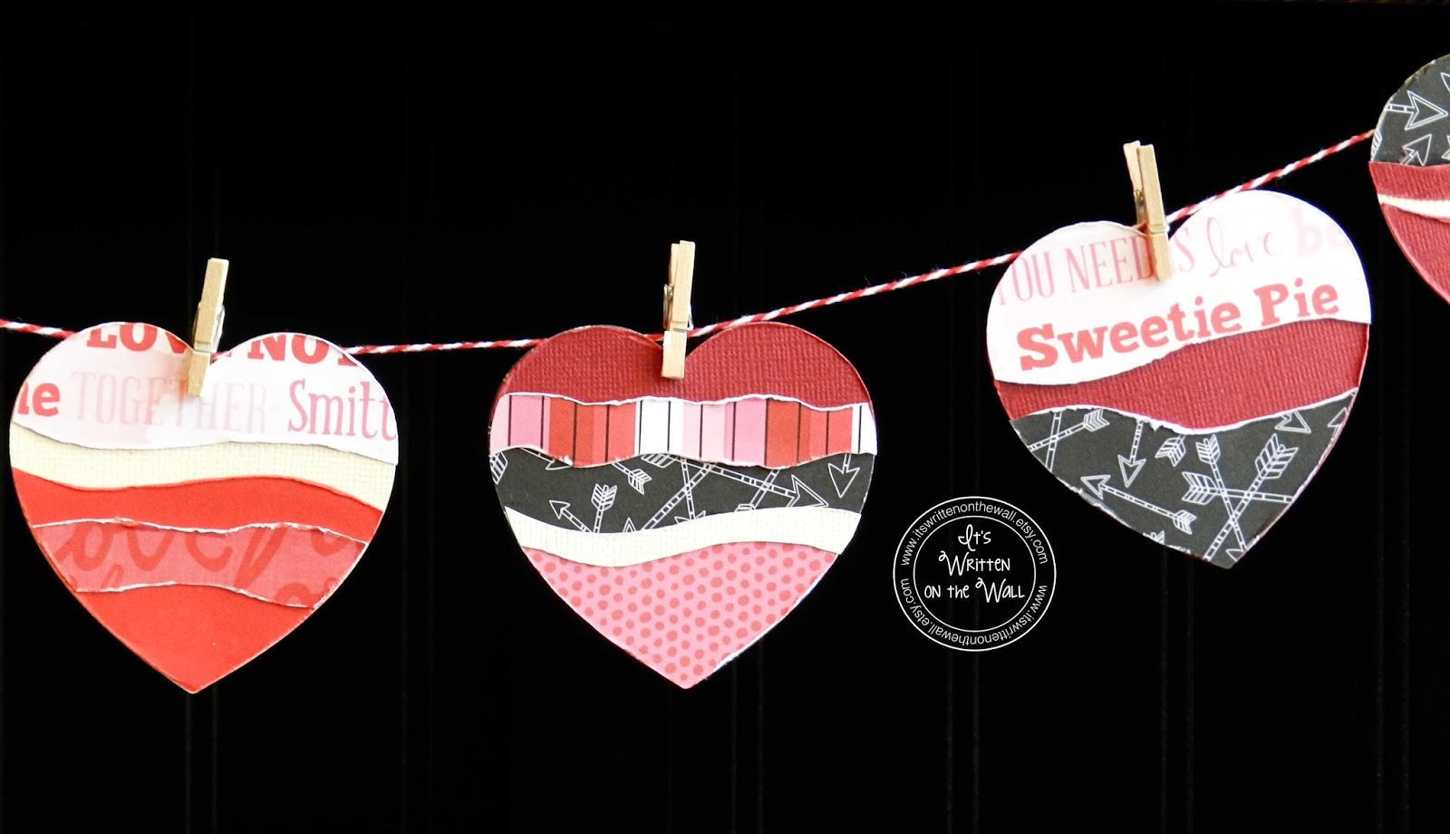 It's Written on the Wall: Shabby Chic Valentine's Day Heart Banner-Each ...