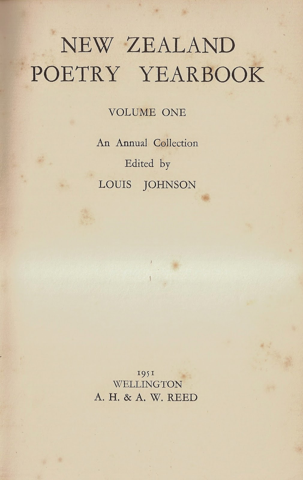 Poetry New Zealand Index: NZ Poetry Yearbook 1 (1951)