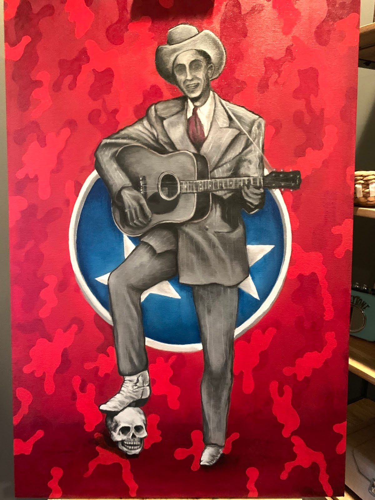 Oil On Canvas Hank Williams - Painting in Progress