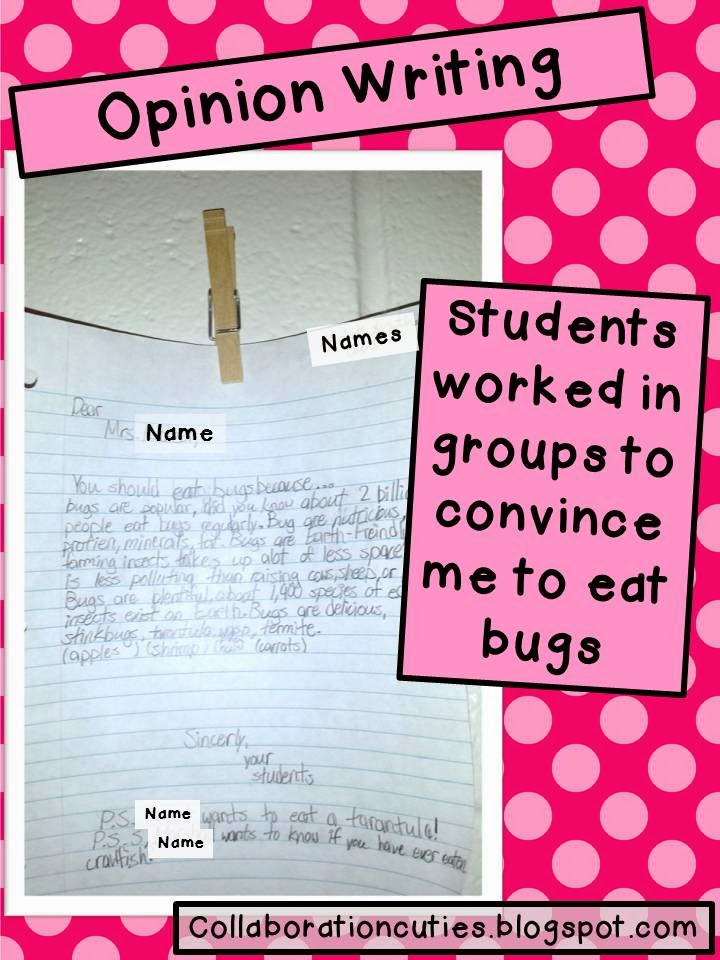 Collaboration Cuties: Opinion Writing about Eating Bugs! Yum!
