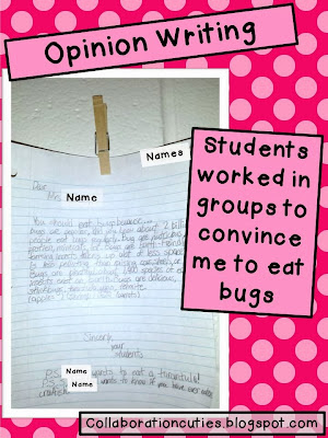 Collaboration Cuties: Opinion Writing about Eating Bugs! Yum!