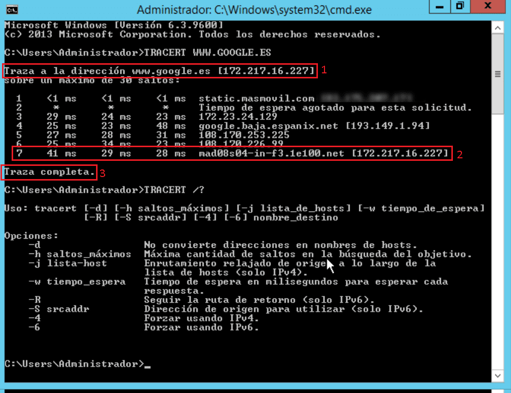 Pantallazos.es: Microsoft Windows: Trace Route (TraceRT).