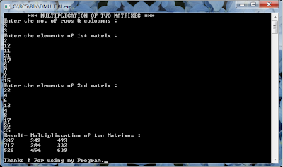 Programming with C\C++ and java: Program to Multiplying Two Matrixes