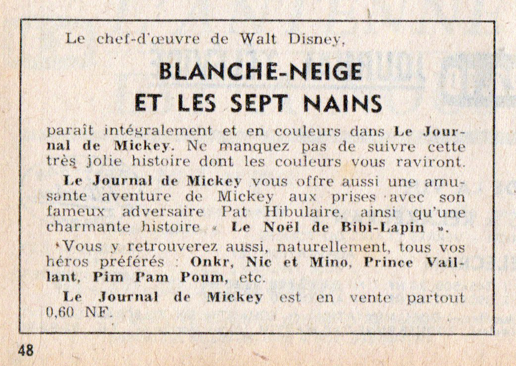 Filmic Light - Snow White Archive: 1962 French TV Guide