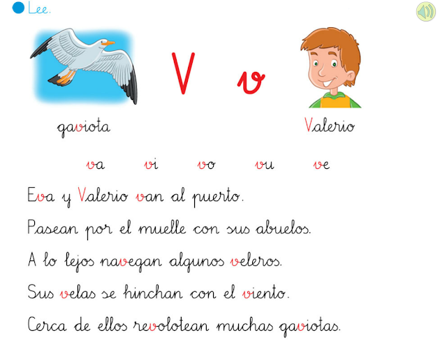 APRENDER ES DIVERTIDO 1º Y 2º: Lecturas interactivas con las letras b y v.