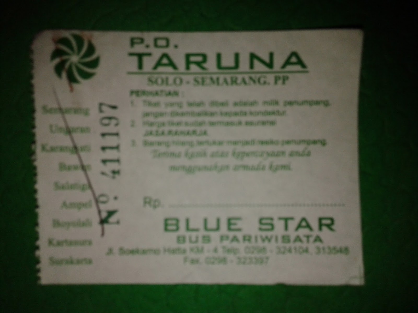 Caper Touring "One Stop Journey": Koleksi Karcis Bus