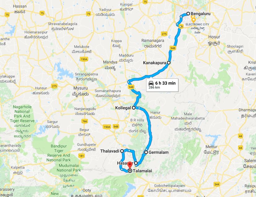Sathyamangalam Forest Map