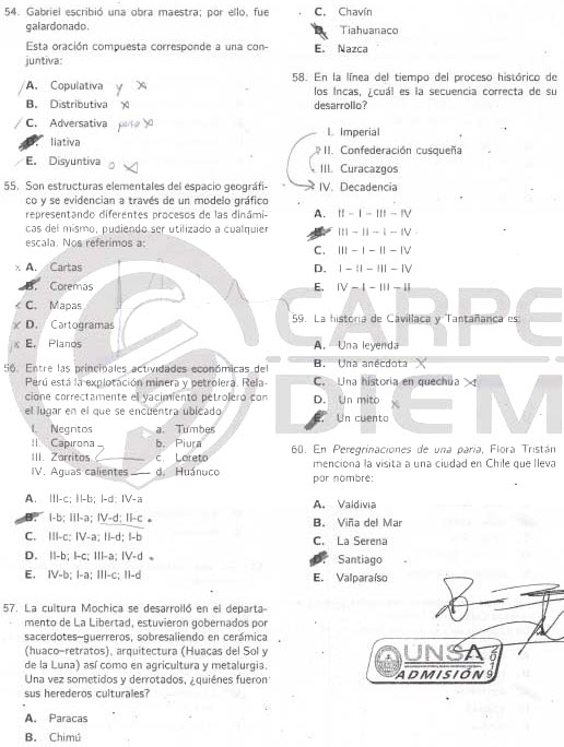 SOLUCIONARIO DEL EXAMEN DE ADMISION UNSA 2020 - 2019 UNIVERSIDAD NACIONAL DE SAN AGUSTIN DE ...