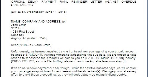 Final Payment Reminder Letter Template