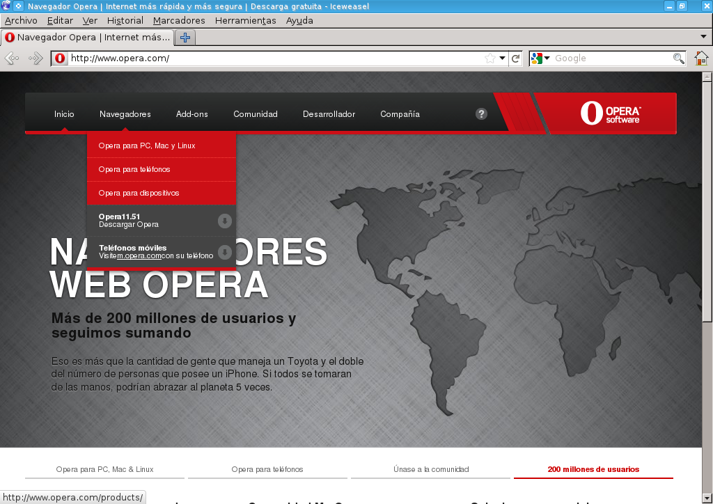 UsuarioDebian: Opera - navegador de internet