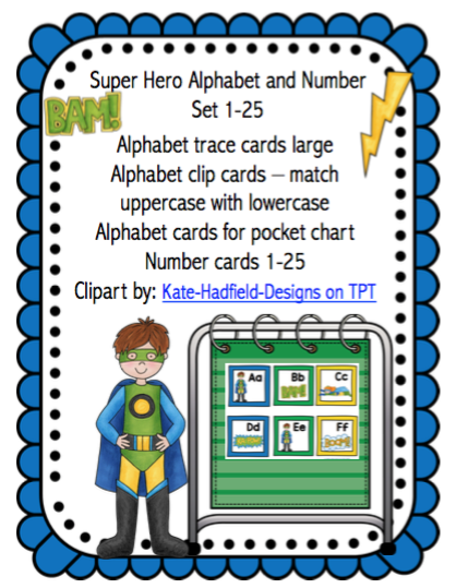 Super Hero Alphabet and Number Set (Green) ~ Preschool Printables
