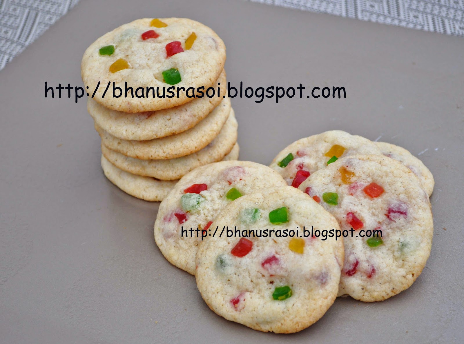 Bhanu's Rasoi-A Little Spice of Heaven: TUTTI FRUTTI COOKIES