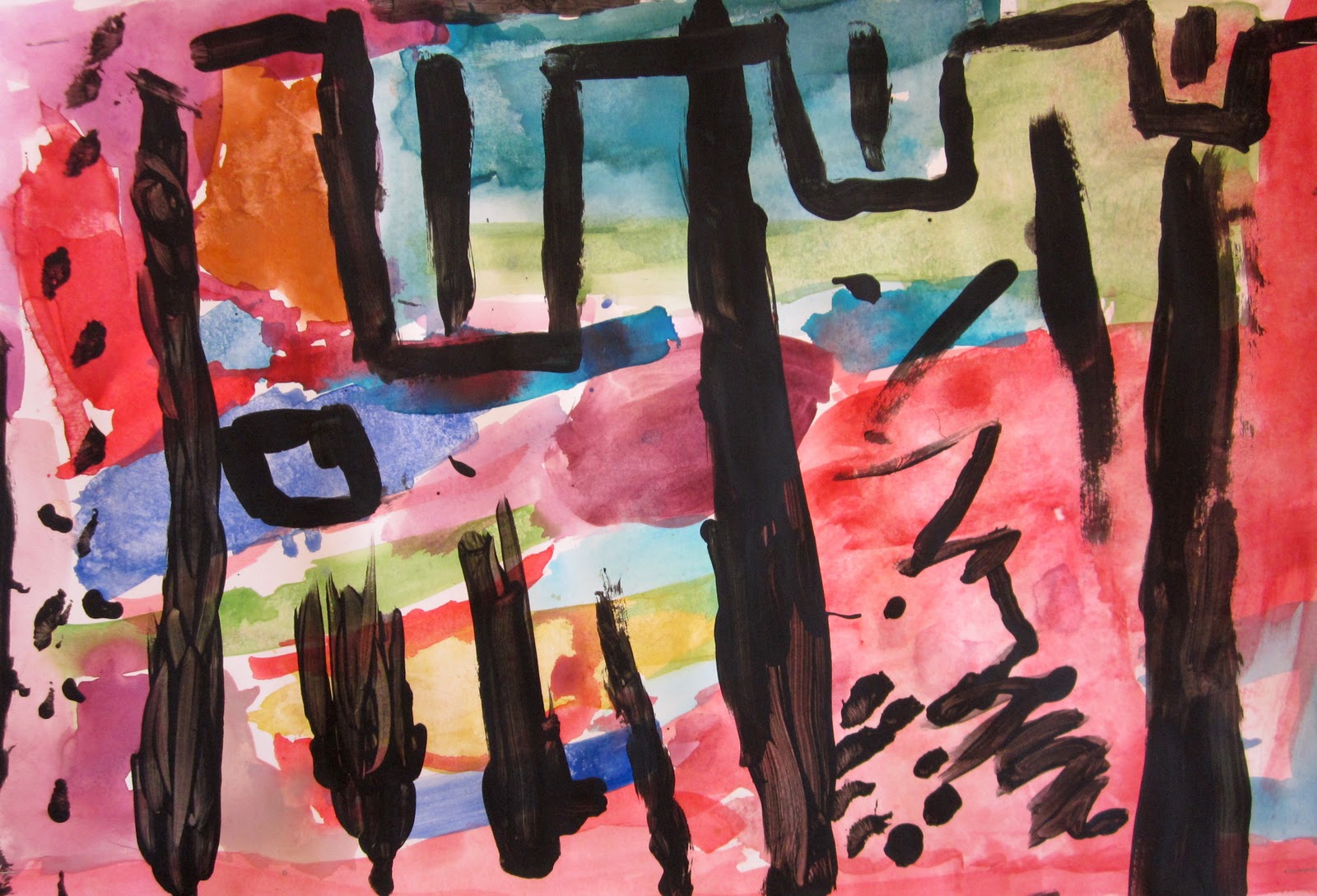 Art is Basic-- Art Teacher Blog: Line Paintings-- Kindergarten