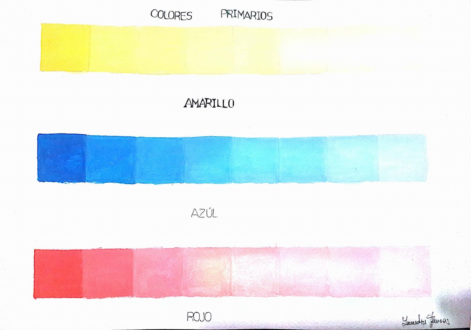 teoría y practica del color : DEGRADE COLORES PRIMARIOS