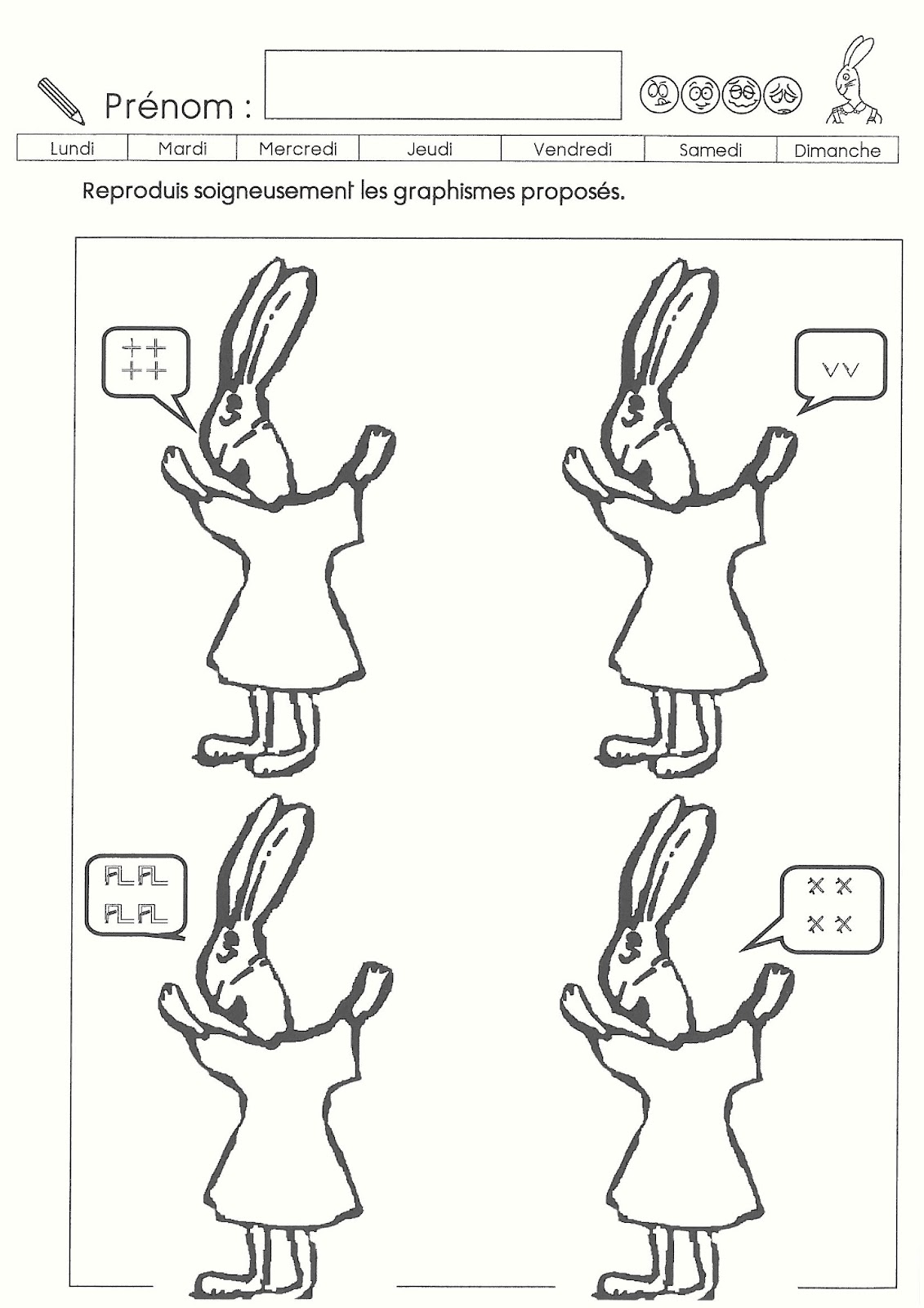 Maternelle: La rentrée de la maîtresse, exploitation, graphisme (3)