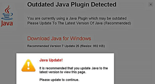 eliminación de virus: Desinstalar 'Outdated Java Plugin Detected' Pop ...