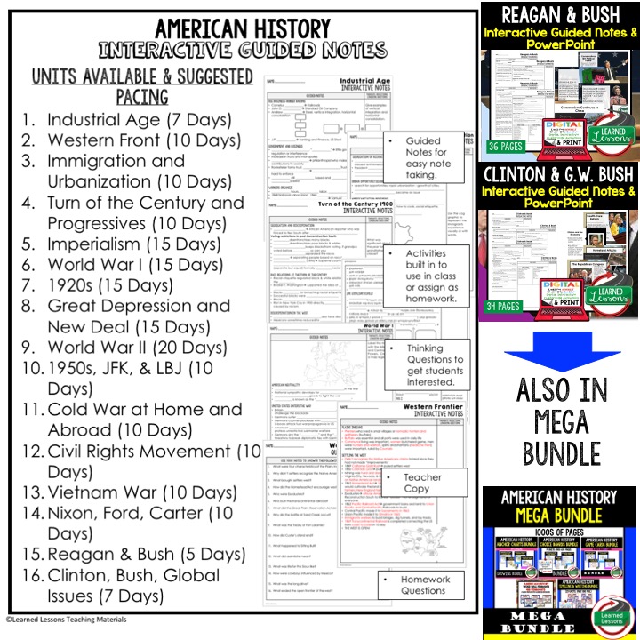 American History Guided Notes and PowerPoints with Digital Graphic ...