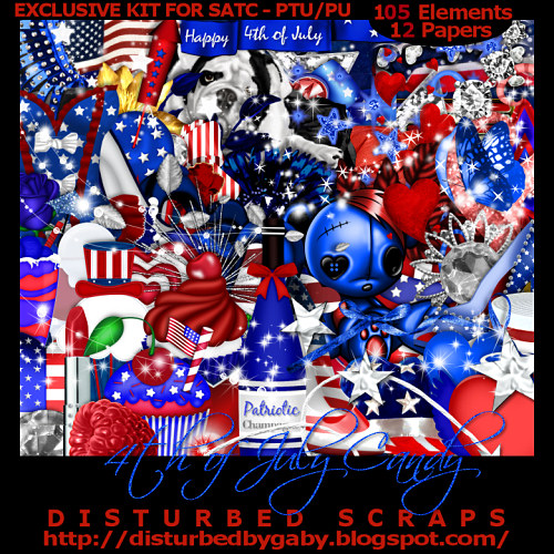 Disturbed PSP tutorials: PTU Scrap kit: 4th of July Candy